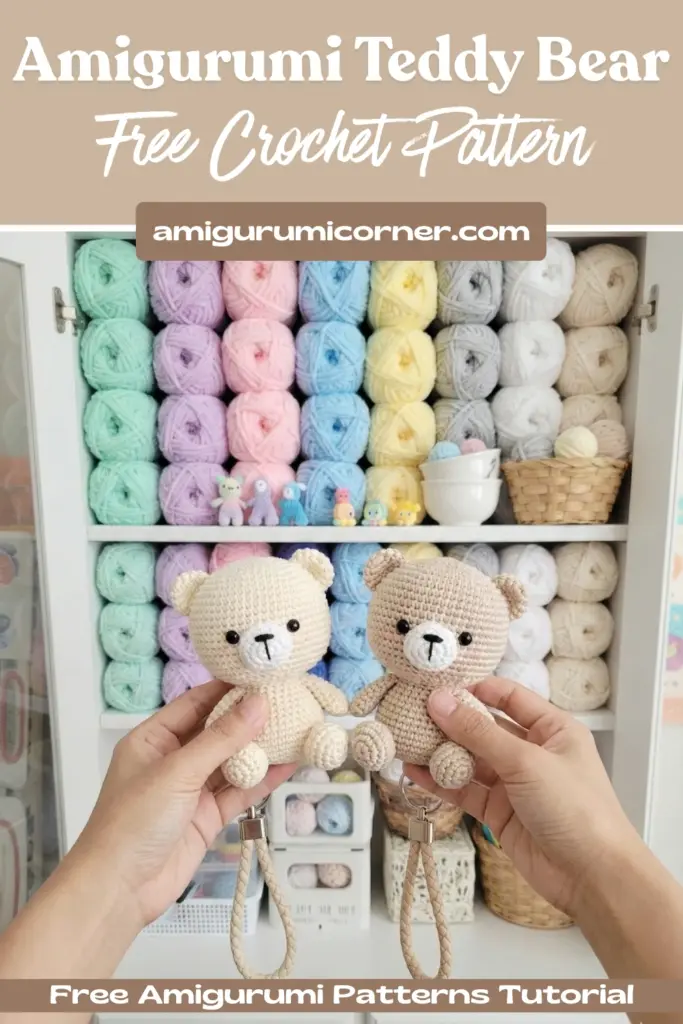 Amigurumi Teddy Bear Keychain – Free Crochet Pattern Tutorial