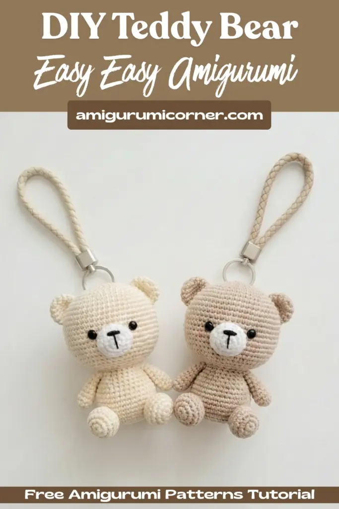 Amigurumi Teddy Bear Keychain – Free Crochet Pattern Tutorial