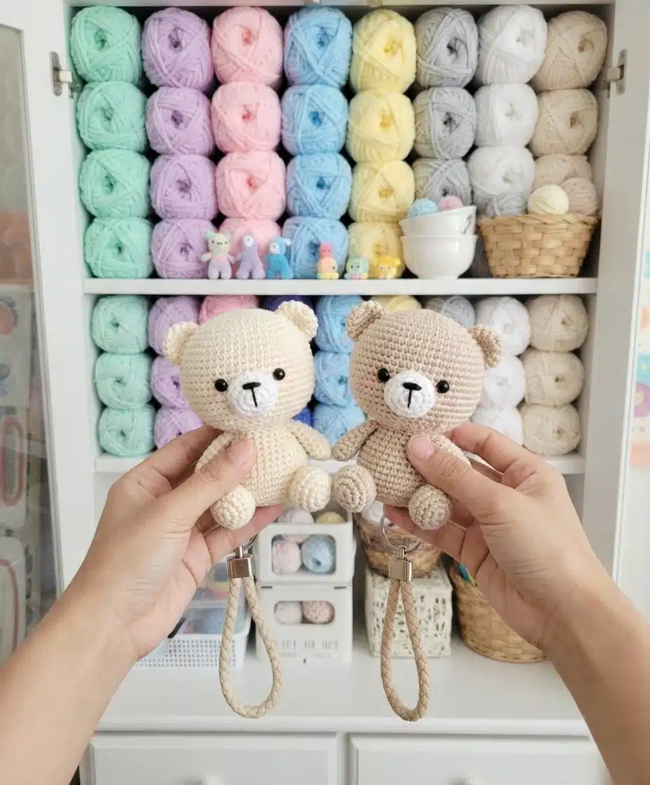 Amigurumi Teddy Bear Keychain – Free Crochet Pattern Tutorial