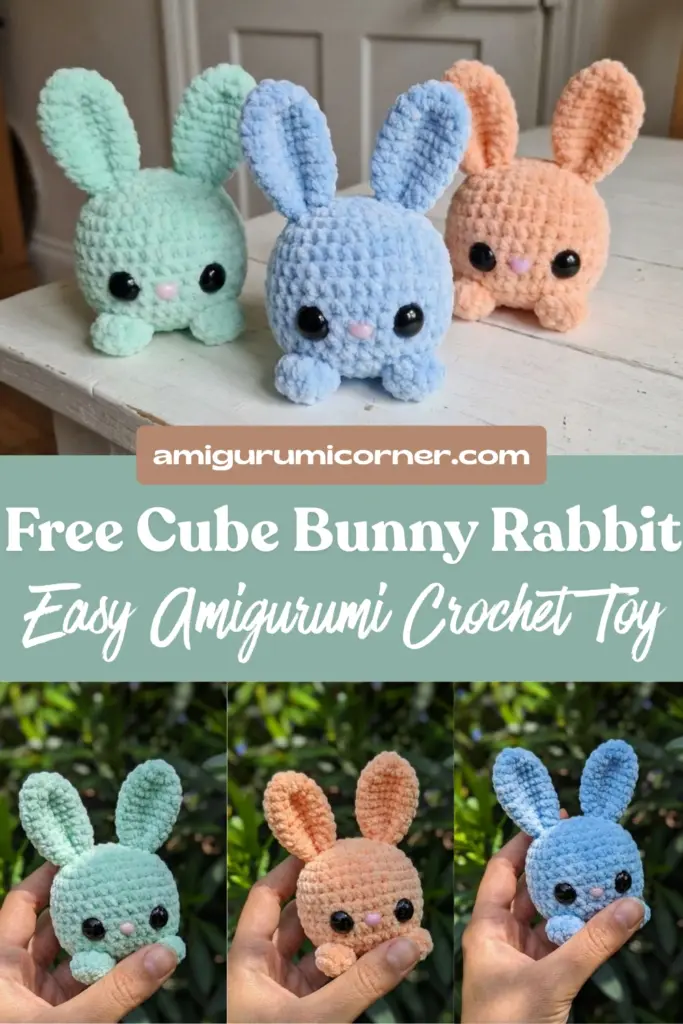 Cube Bunny Rabbit Pattern (Free Amigurumi Crochet Guide)